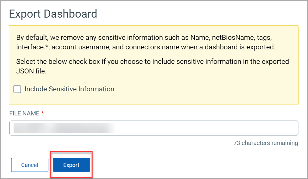 Importing And Exporting Dashboards
